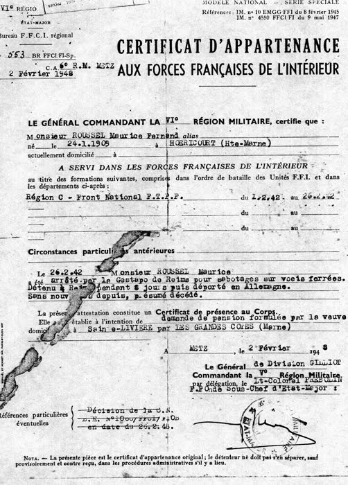 ROUSSEL Maurice, Fernand - Le convoi des otages communistes du 6 ...